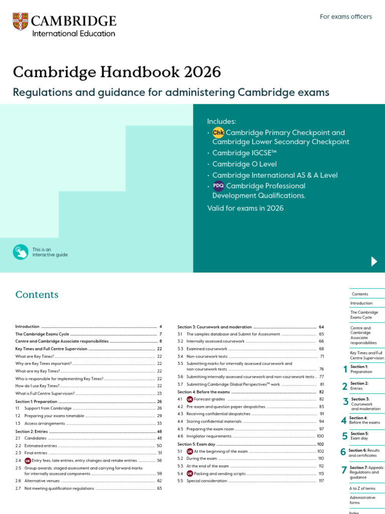 Cambridge Handbook 2026 | PDF | Vocational Education | Student ...