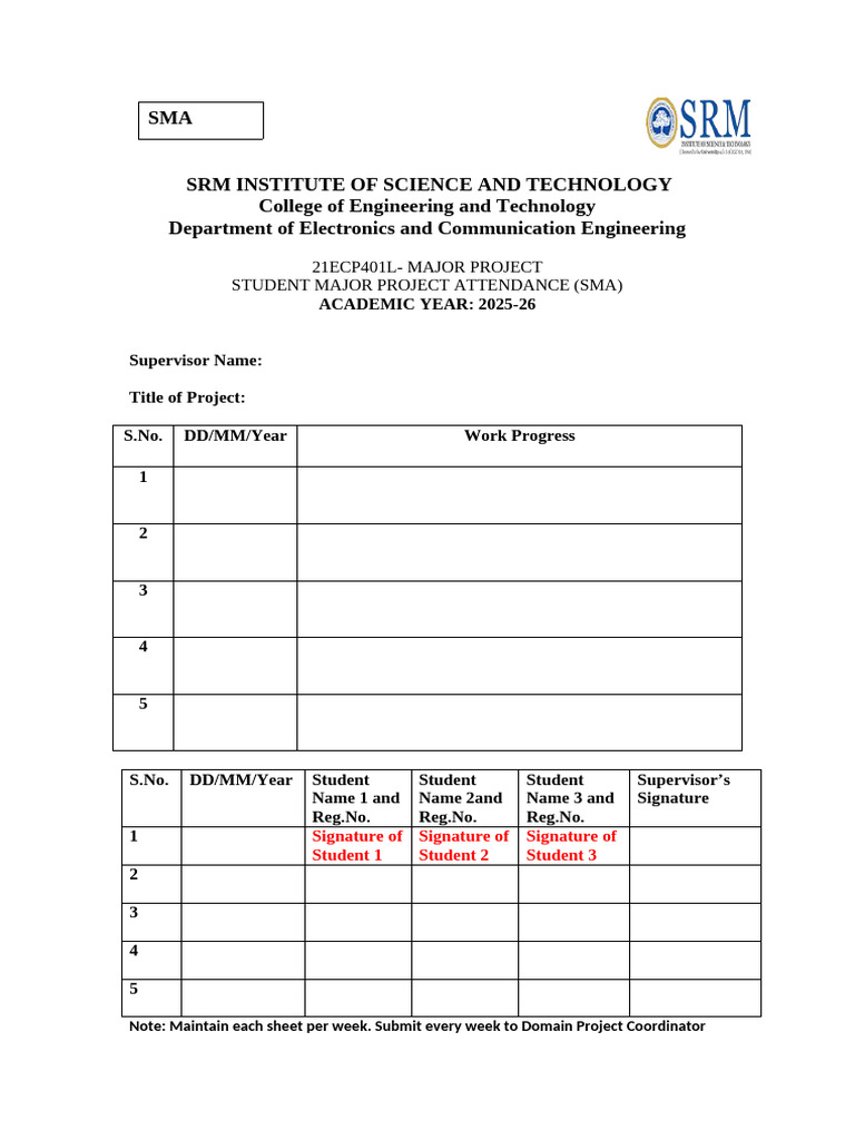 SMA - Template | PDF