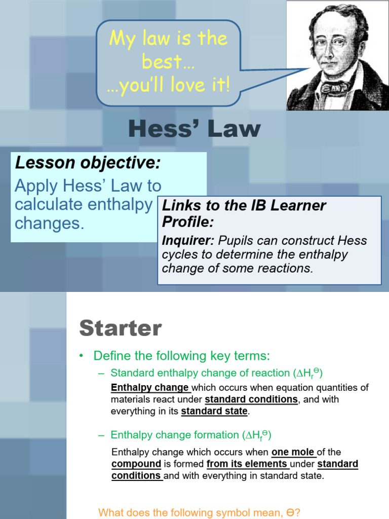 Lesson 3 Hess Cycles | PDF | Enthalpy | Chemical Reactions