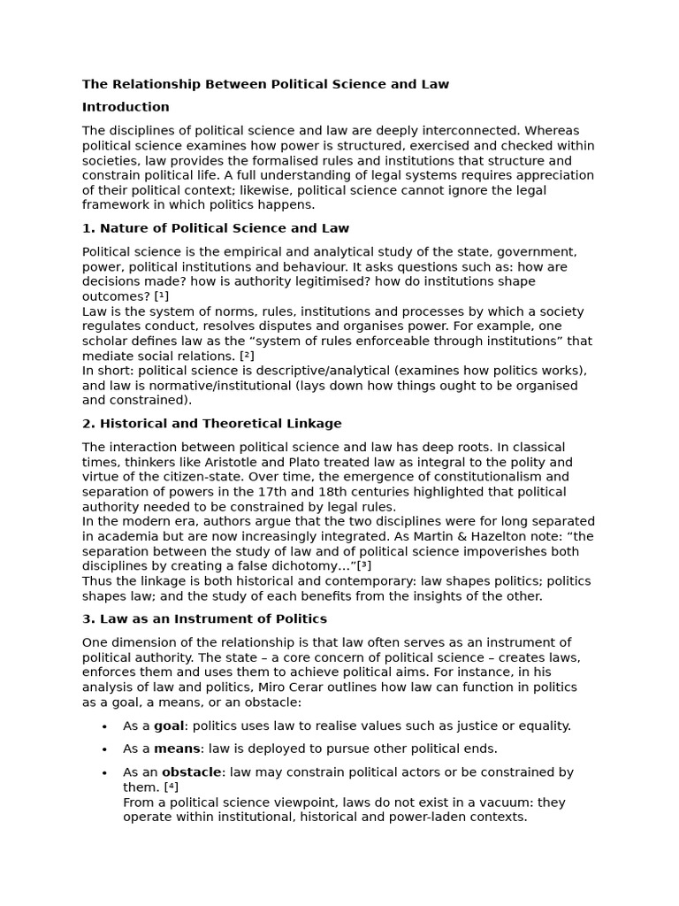The Relationship Between Political Science and Law | PDF | Science ...