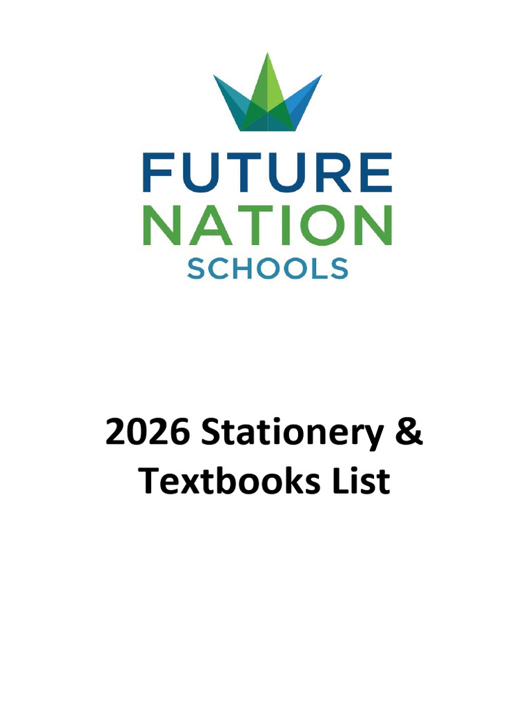 2026 Future Nation Schools Stationery and Textbook List | PDF | Pencil ...