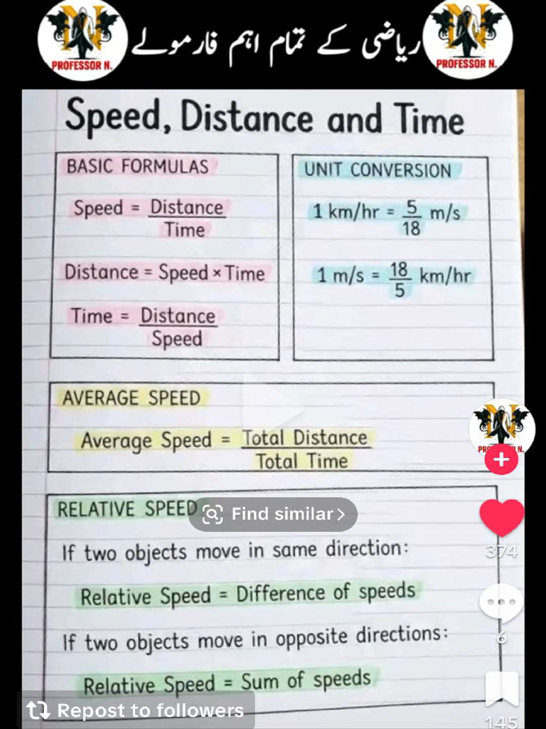 Speed Distance Time Formula | PDF