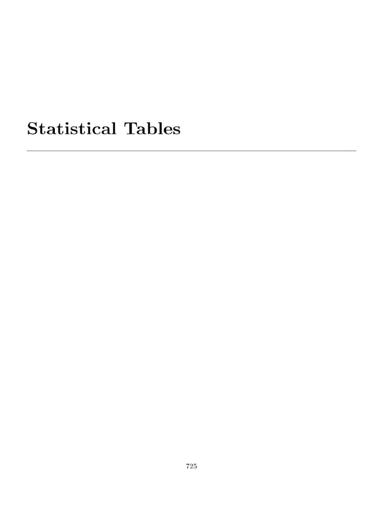 Statistical Tables | PDF
