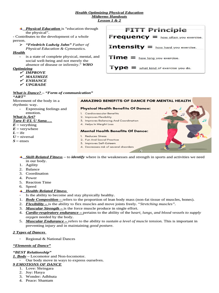 Health Optimizing Physical Education Midterms Handouts | PDF | Muscle ...