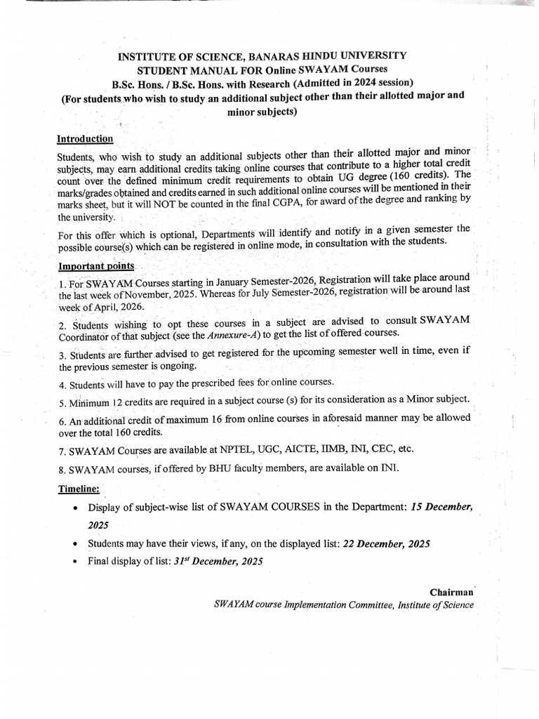 Additional Swayam Course Guidelines | PDF