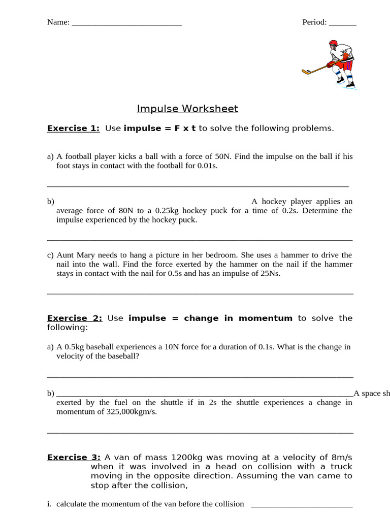 Impulse Worksheet | PDF