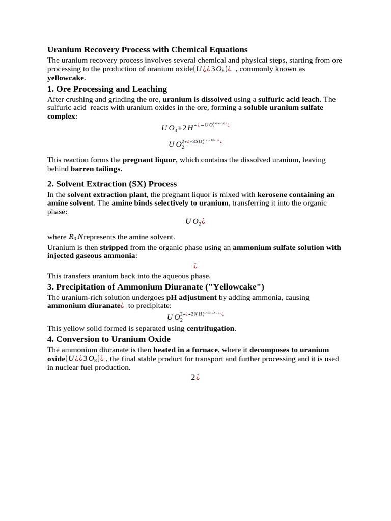 Copy1-Uranium Recovery Process With Chemical Equations | PDF
