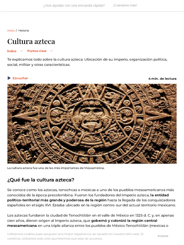 Cultura Azteca - Historia, Ubicación, Religión y Características | PDF ...