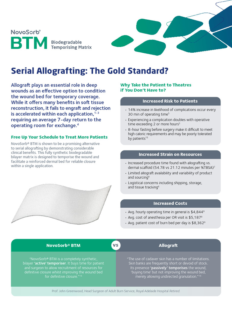 Polynovo BTM Vs Allografting Flyer | PDF | Wound | Clinical Medicine