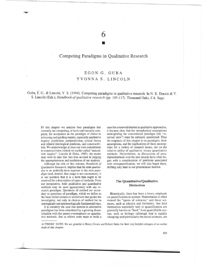 1 Guba & Lincoln - Paradigms | PDF | Falsifiability | Methodology