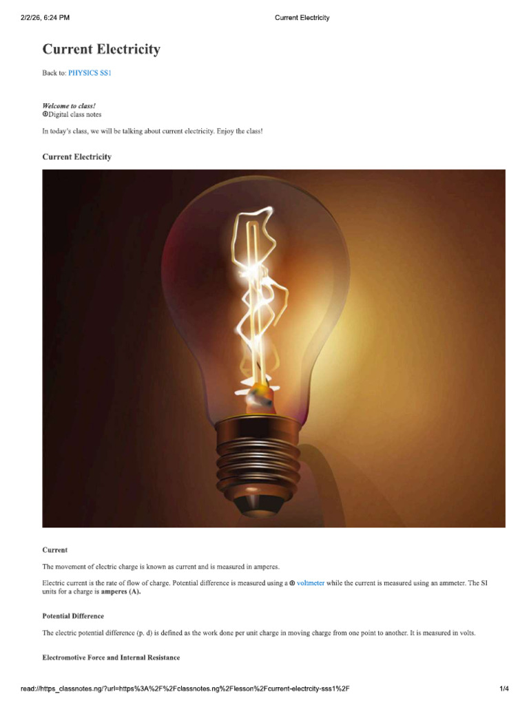 Current Electricity | PDF