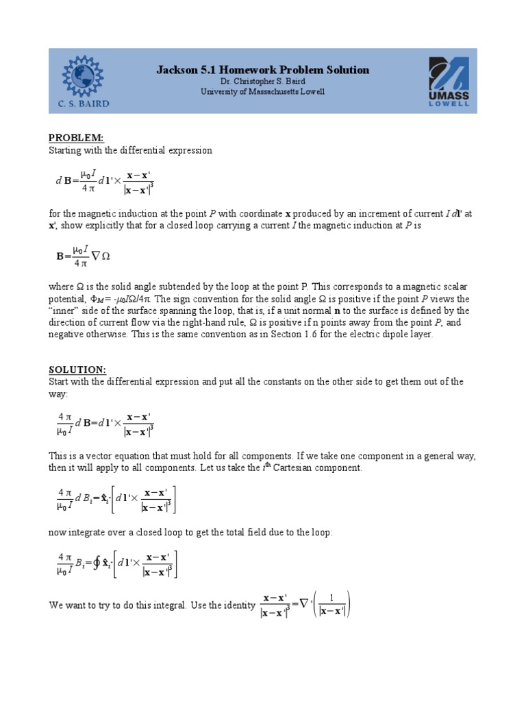 Jackson 5.1 Homework Solution | PDF | Euclidean Vector | Magnetic Field