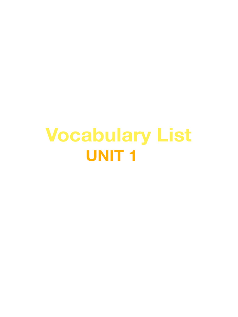 VOCABULARY UNITS 1&2&3 | PDF
