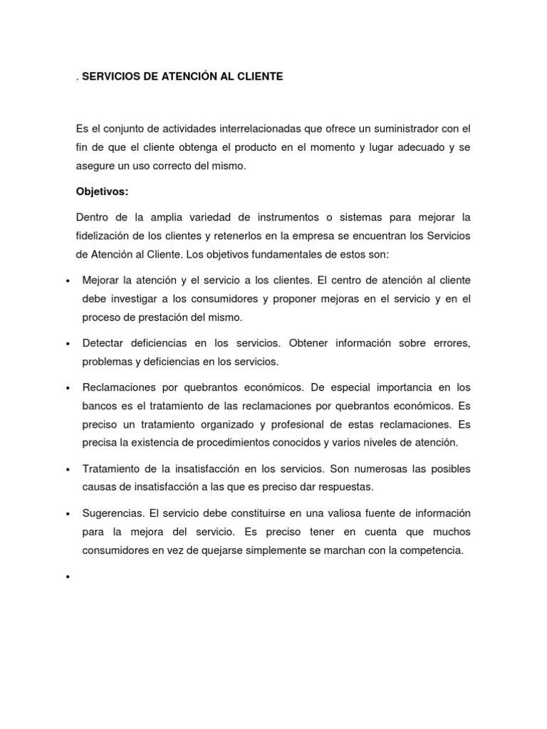 Atencion A El Cliente (Informe) | PDF