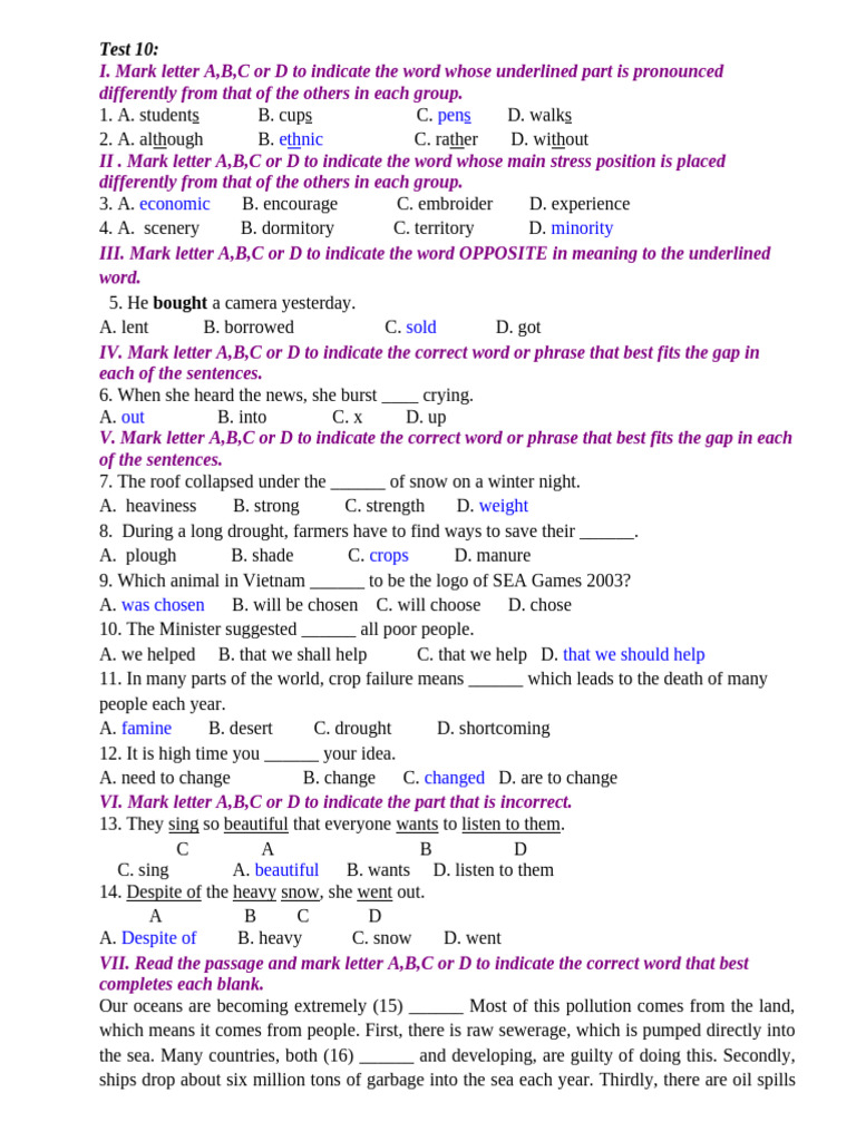 Test 10 - de Thi Thu Vao 10 Hong Bàng | PDF | Ships | Oil Spill