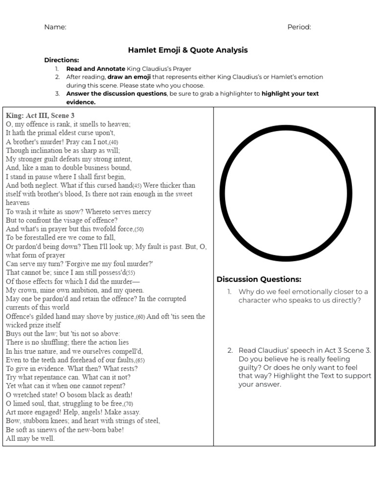 Hamlet_ Act III Emoji & Quote Analysis | PDF