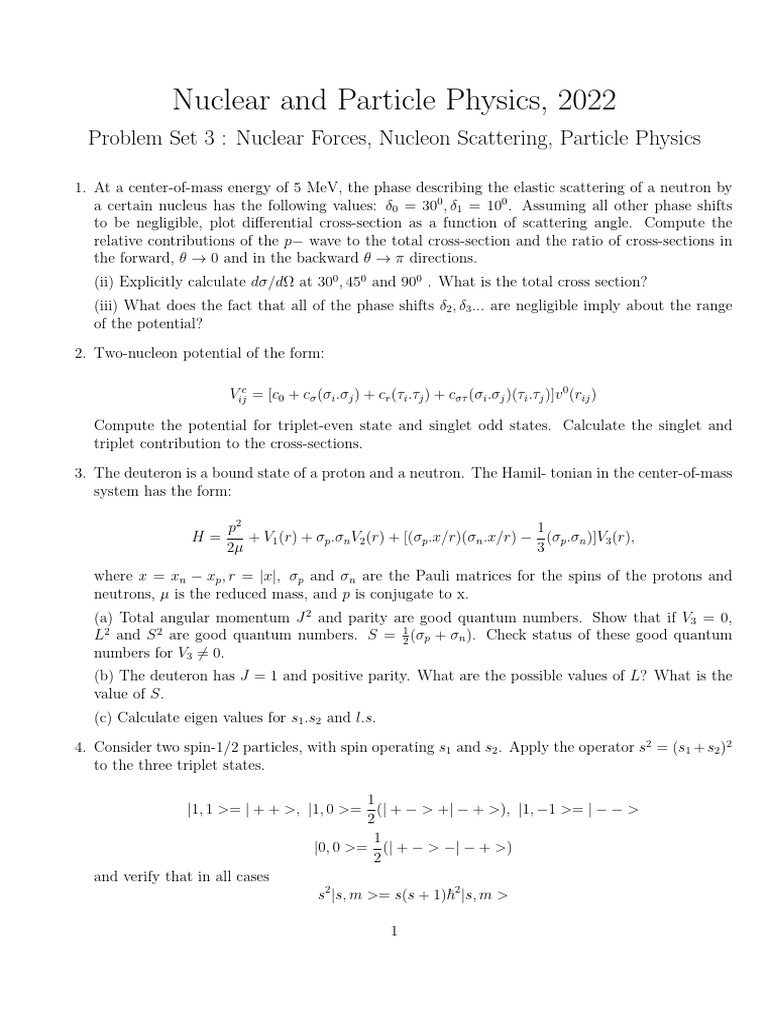 Nuclear and Particle_tutorial3 | PDF | Atomic Nucleus | Neutron