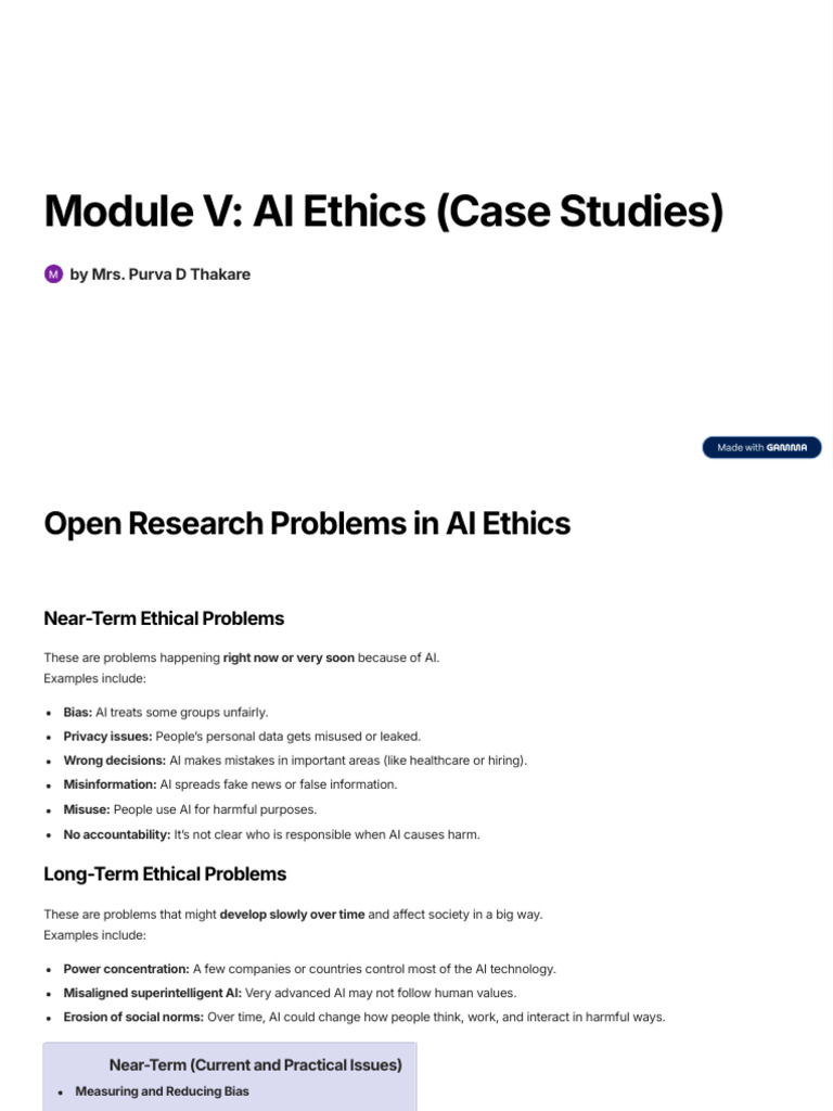 Module v AI Ethics Case Studies | PDF | Artificial Intelligence ...