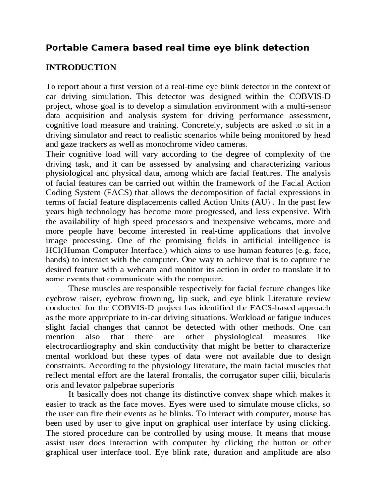Portable Camera Based Real Time Eye Blink | PDF | Infrared | Simulation