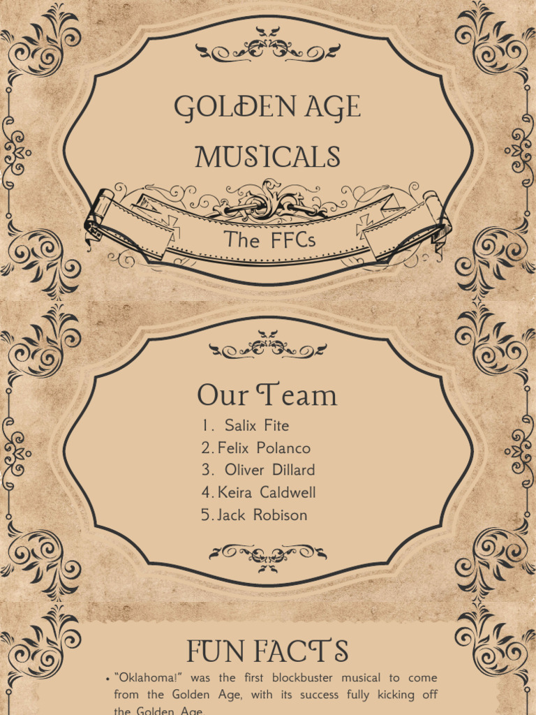 Golden Age Musicals Presentation | PDF | Musical Theatre | Performing Arts