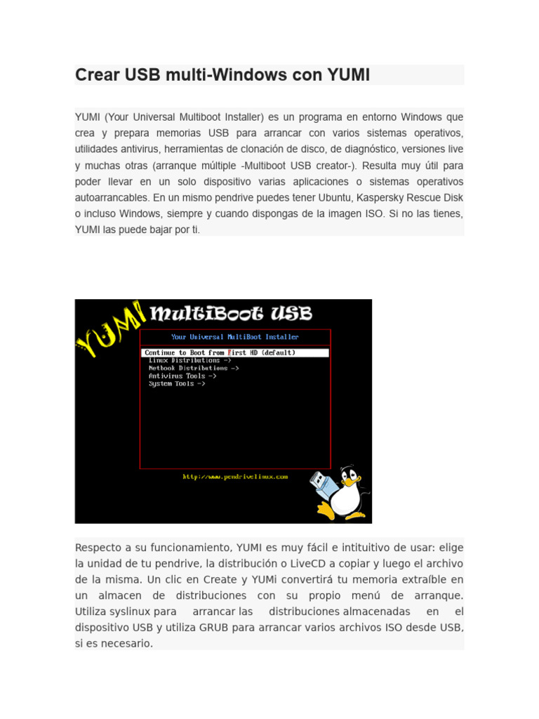 Crear USB Multi Windows Con YUMI | PDF | Arranque | Memoria USB