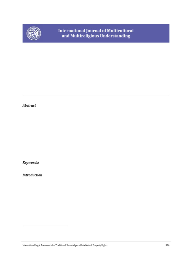 International Legal Framework for Traditional Know | PDF | Traditional ...