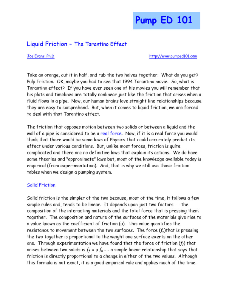 Pump 101 Friction | PDF | Reynolds Number | Friction