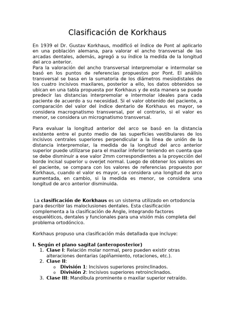 Clasificación de Korkhaus | PDF | Boca | Diente