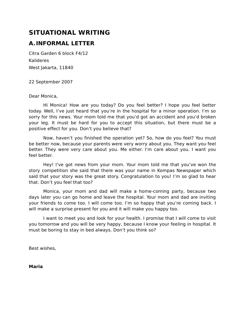 Situational Writing Writing A Letter Informal N Formal Letter | PDF