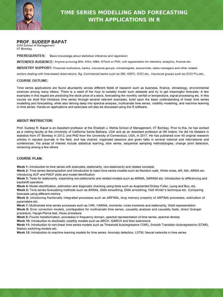 Course Outline 106101578 | PDF | Time Series | Autoregressive ...