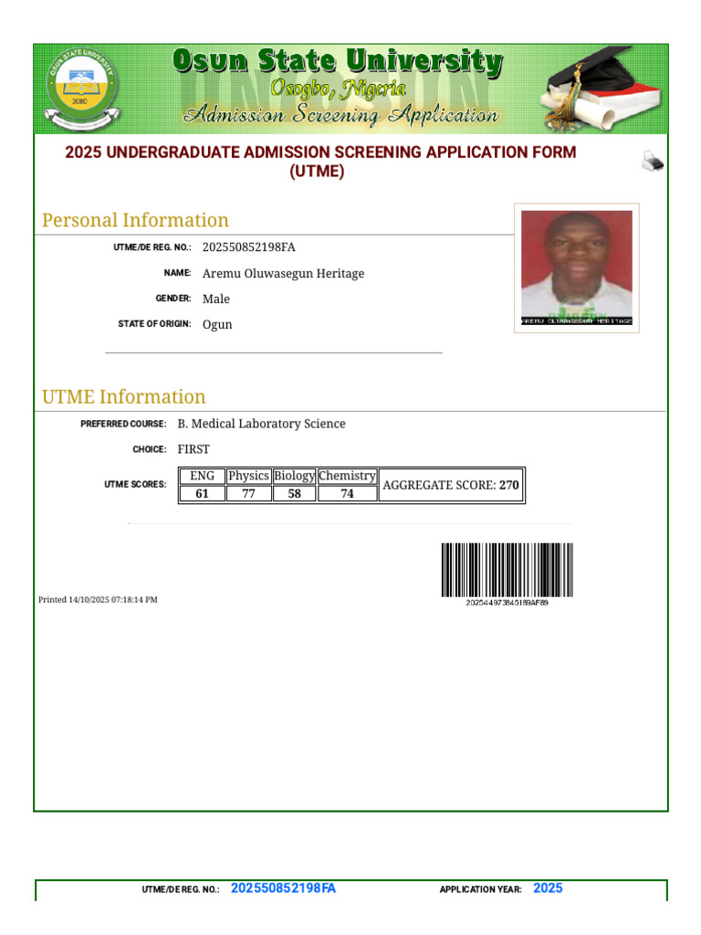 2025 Undergraduate Admissions Screening Application Forms | PDF ...