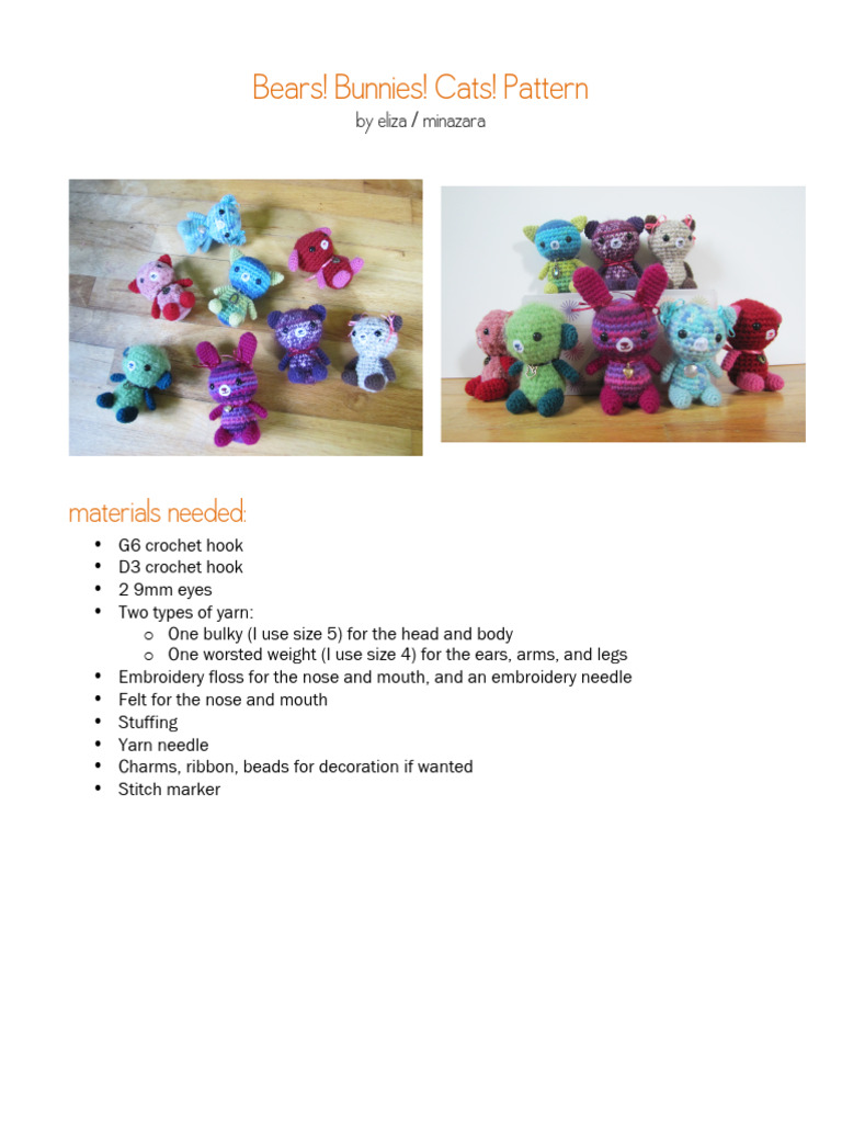 650139280 EarsMINAZARA Bears Bunnies Cats | PDF | Crochet | Embroidery