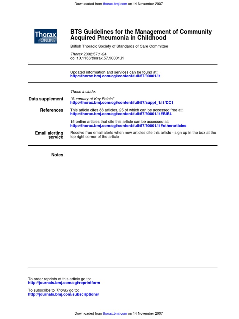 BTS Childhood CAP Guides | PDF | Pneumonia | Infection