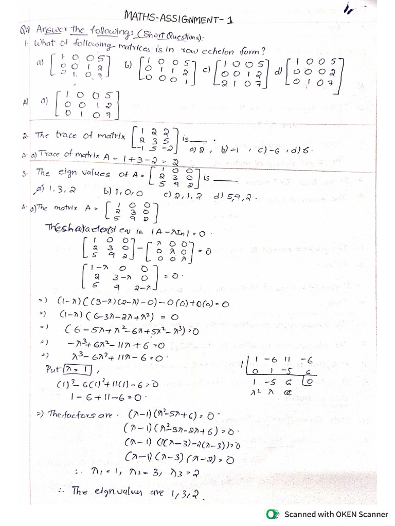 Maths Assignment -1 | PDF