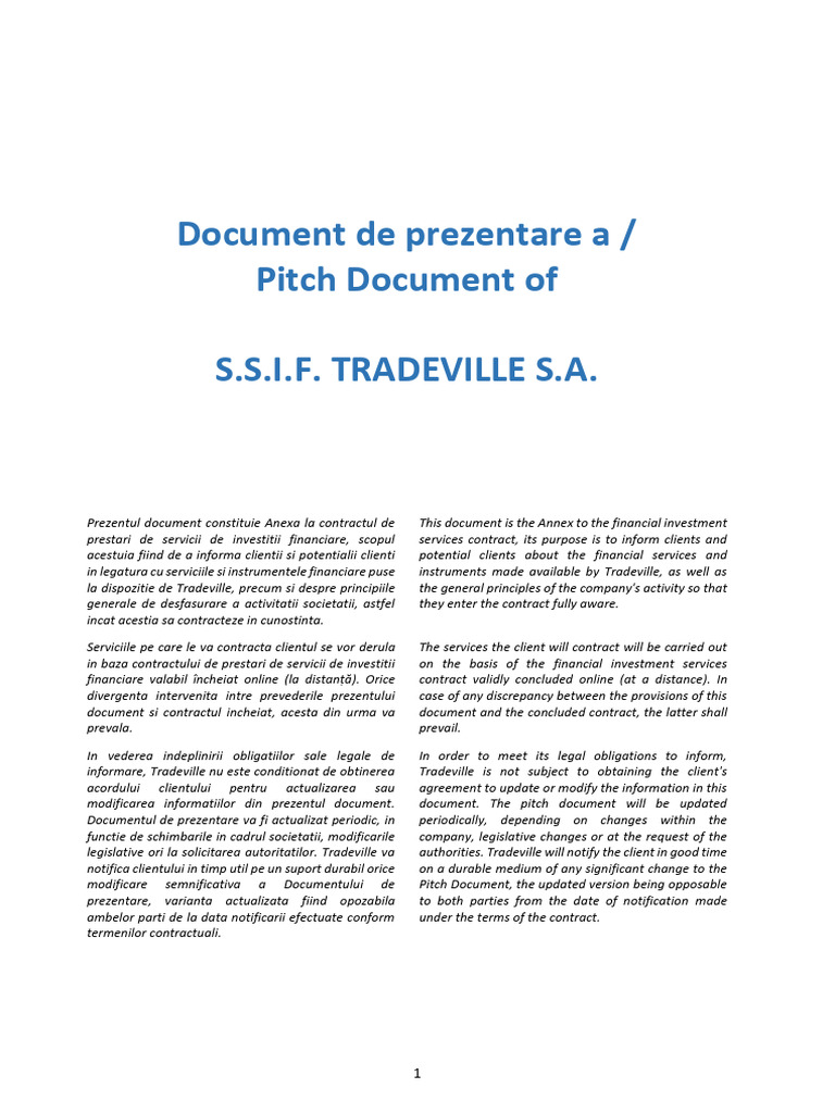 Document Prezentare TRADEVILLE | PDF | Securities (Finance) | Bonds ...