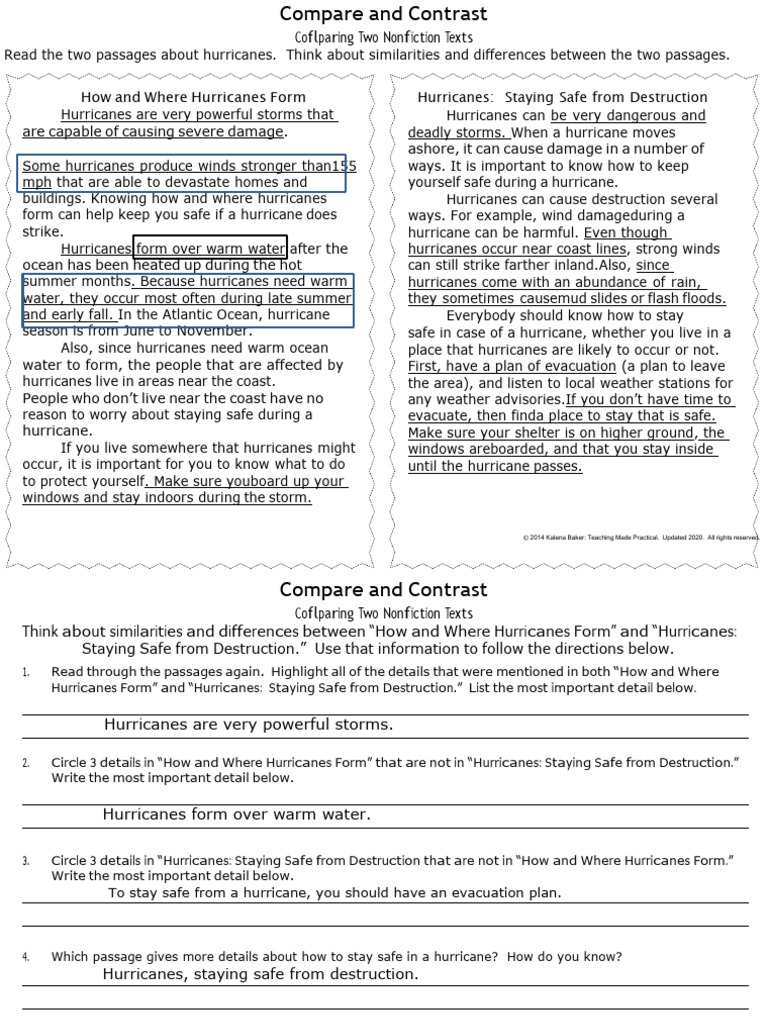 Homework compare and contrast 4-28-22 | PDF | Tropical Cyclones | Storms