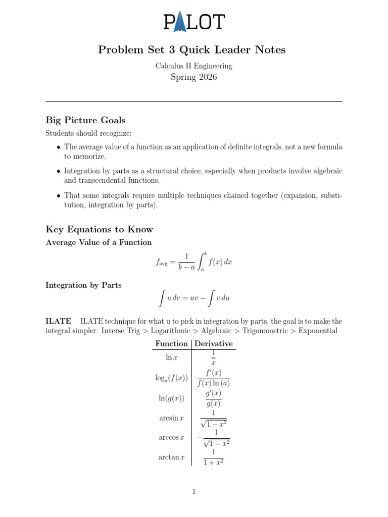 Problem Set 3 QLN Calc II ENG | PDF | Integral | Functions And Mappings