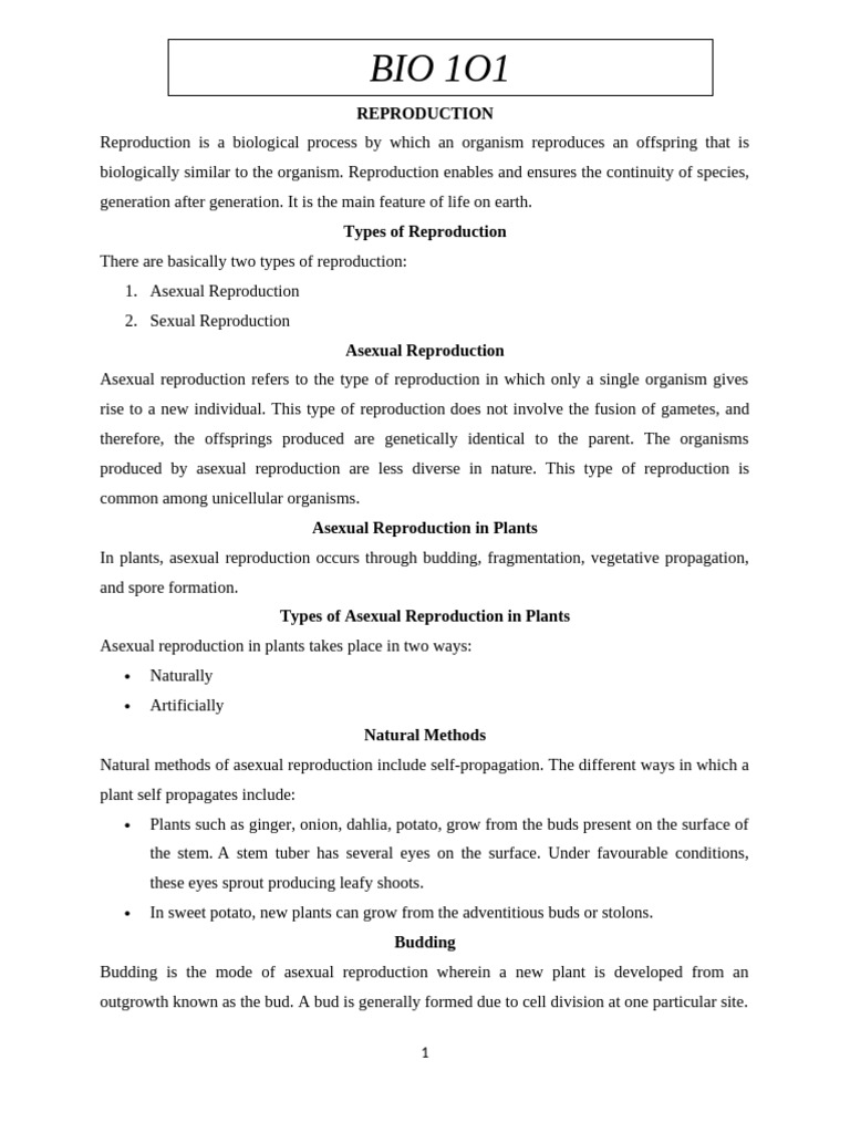 Bio 101 Lec Notes Updated | PDF | Sexual Reproduction | Pollination