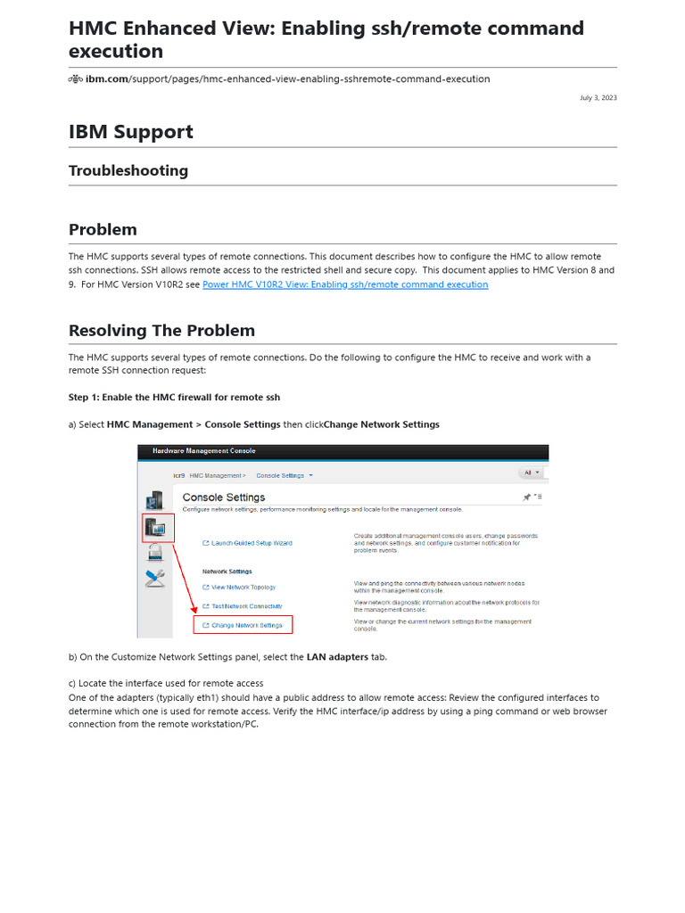 HMC Enhanced View - Enabling Ssh & Remote Command Execution | PDF ...