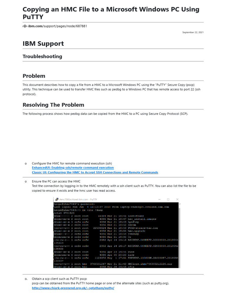 Copying An HMC File To A Microsoft Windows PC Using PuTTY | PDF ...