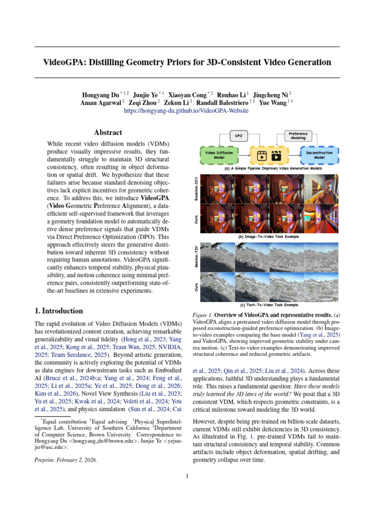 VideoGPA: Distilling Geometry Priors for 3D-Consistent Video Generation ...