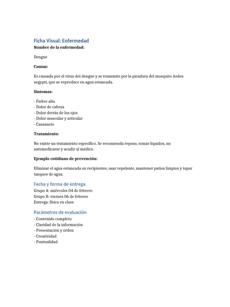 Ficha Visual Dengue | PDF