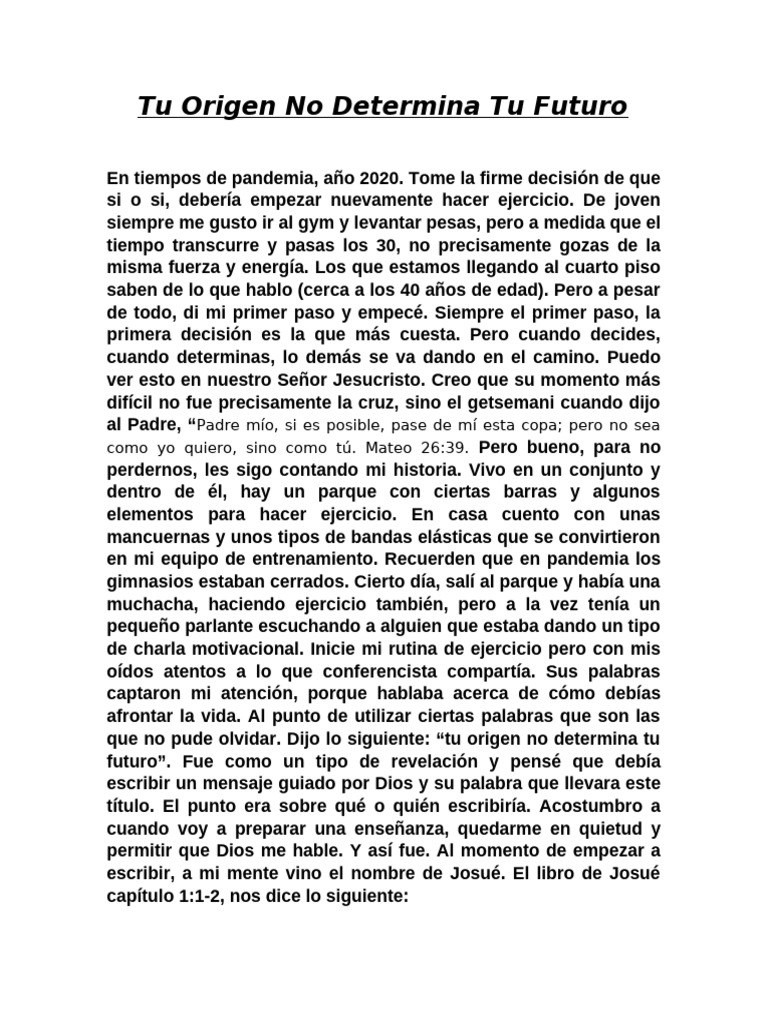 Tu Origen No Determina Tu Futuro | PDF | Moisés | Joshua