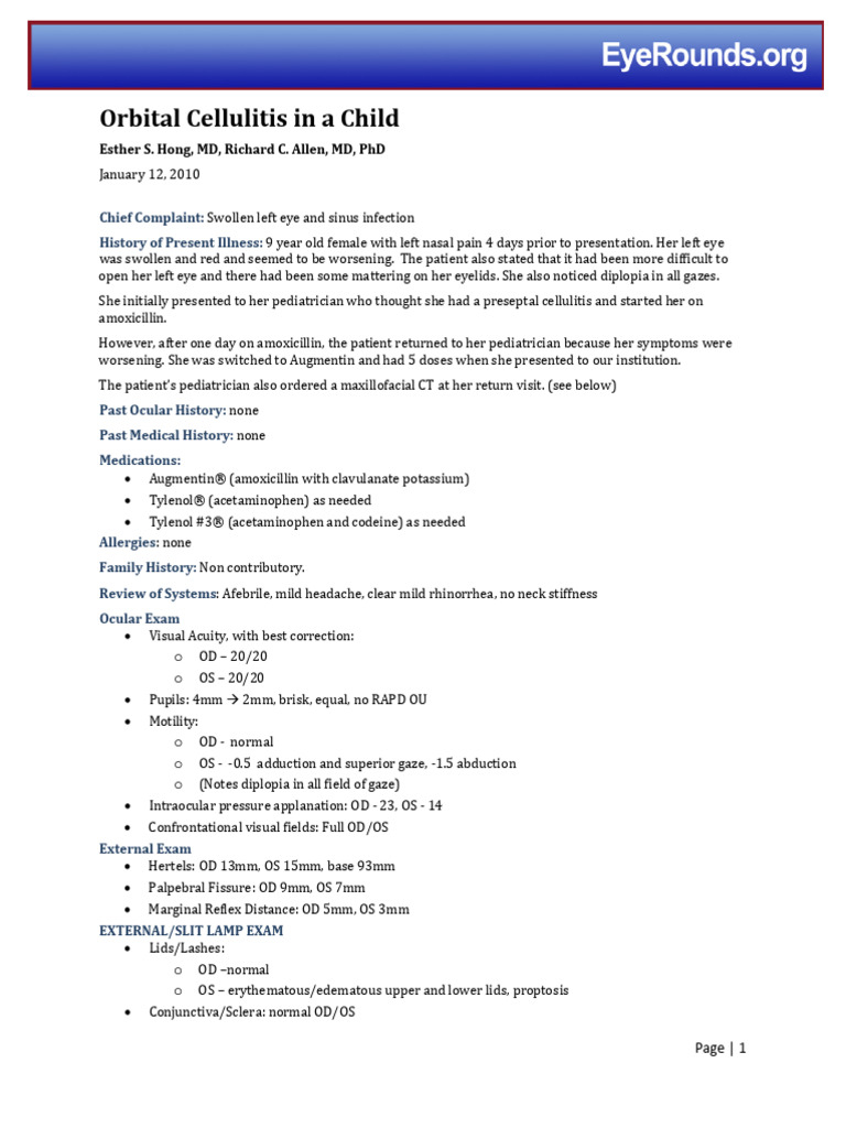 103 Pediatric Orbital Cellulitis | PDF | Clinical Medicine | Medical ...