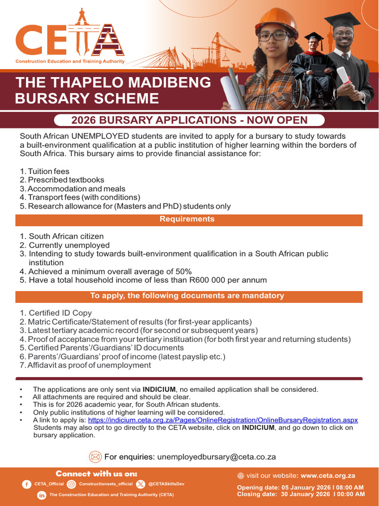 2026 CETA Unemployed Bursary Advertisement | PDF