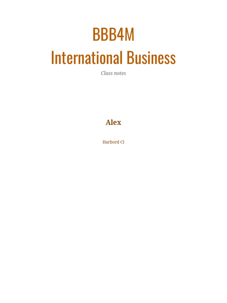 BBB4M Unit 1 International Business Class Notes | PDF | Exchange Rate ...