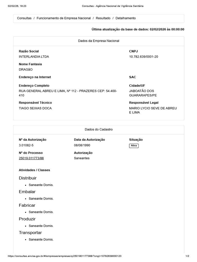 Anvisa Funcionamento Interlandia | PDF