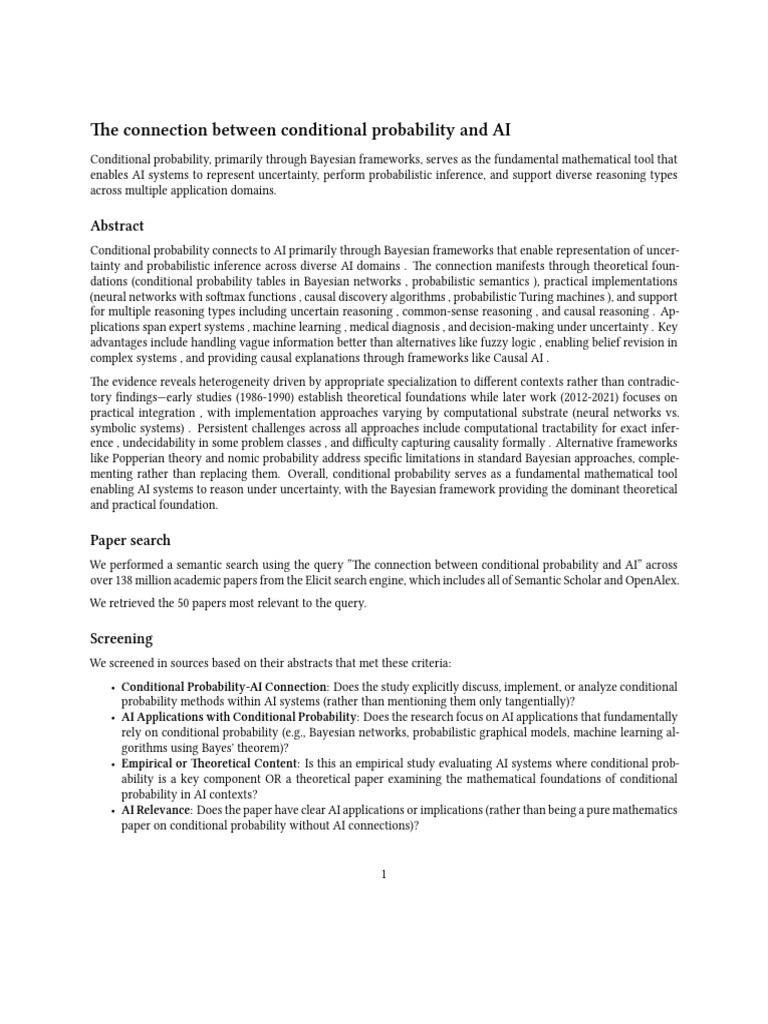 Elicit - Conditional Probability in AI Applications - Report | PDF ...