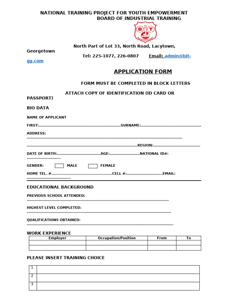 Blank Application Form (1) | PDF | Identity Document | Applications Of ...