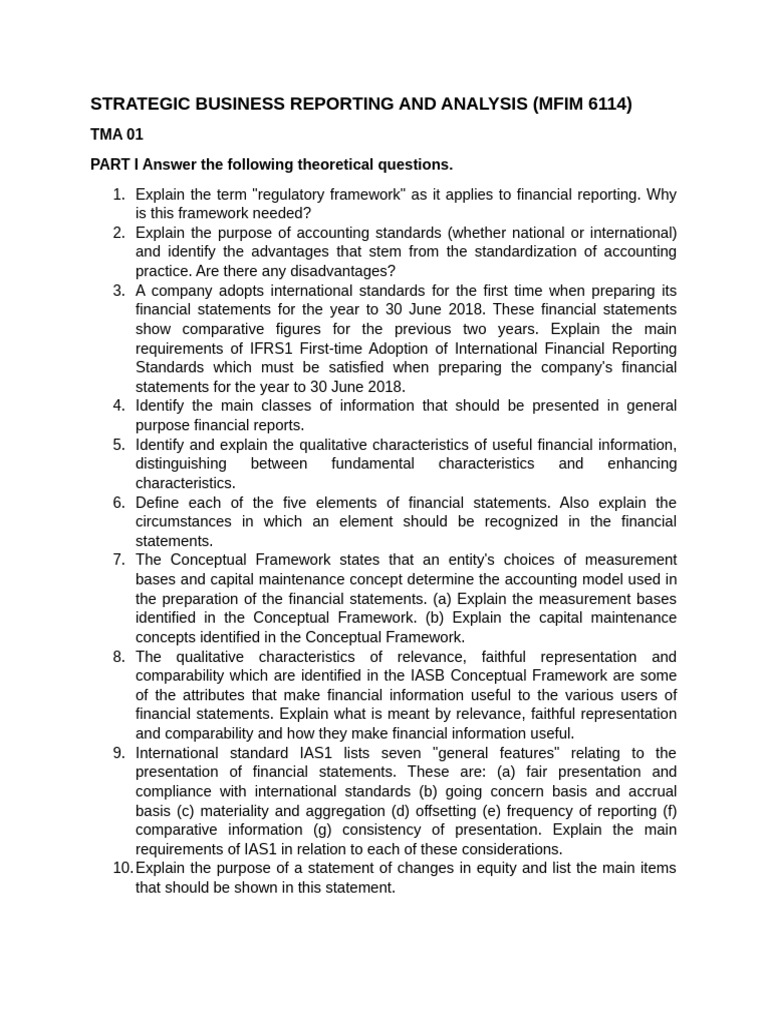 Strategic Business Reporting and Analysis Tma 01 | PDF | Fixed Asset ...